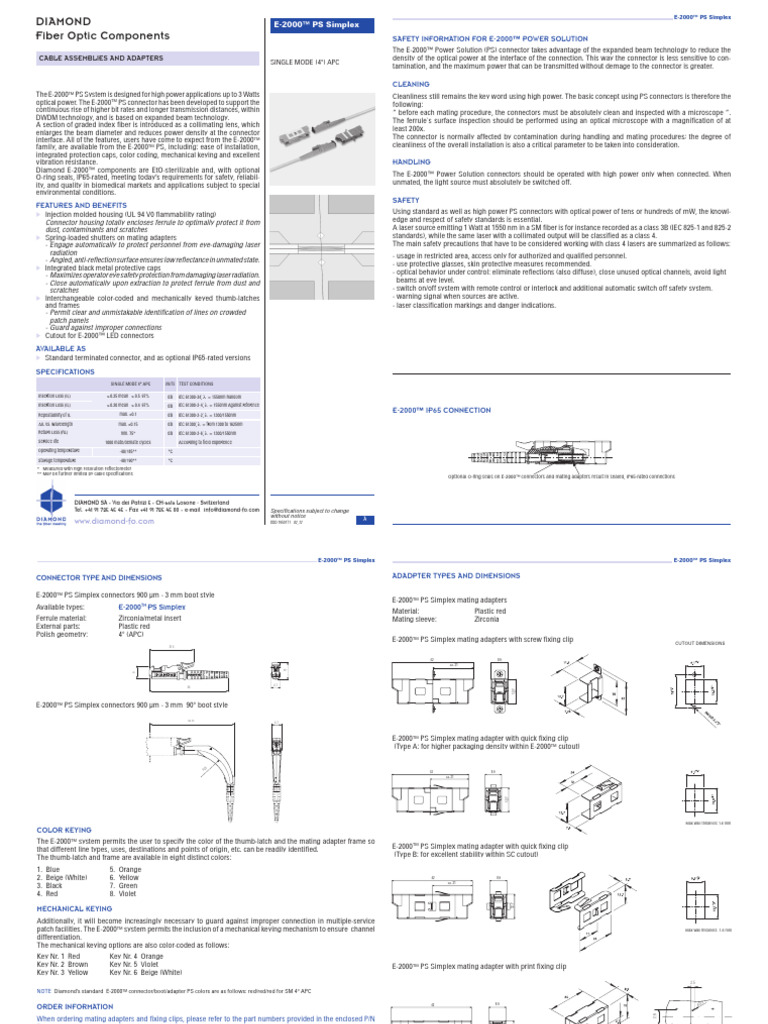 Diamond-E-2000 PS Simplex e | PDF | Laser | Optical Fiber