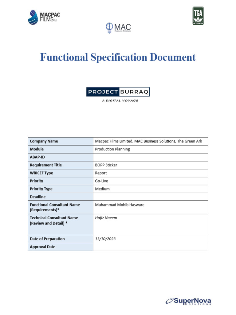SAP_FSD_PP_SNS_MFL_V.01 (BGD Sticker) | PDF | Computer Programming ...