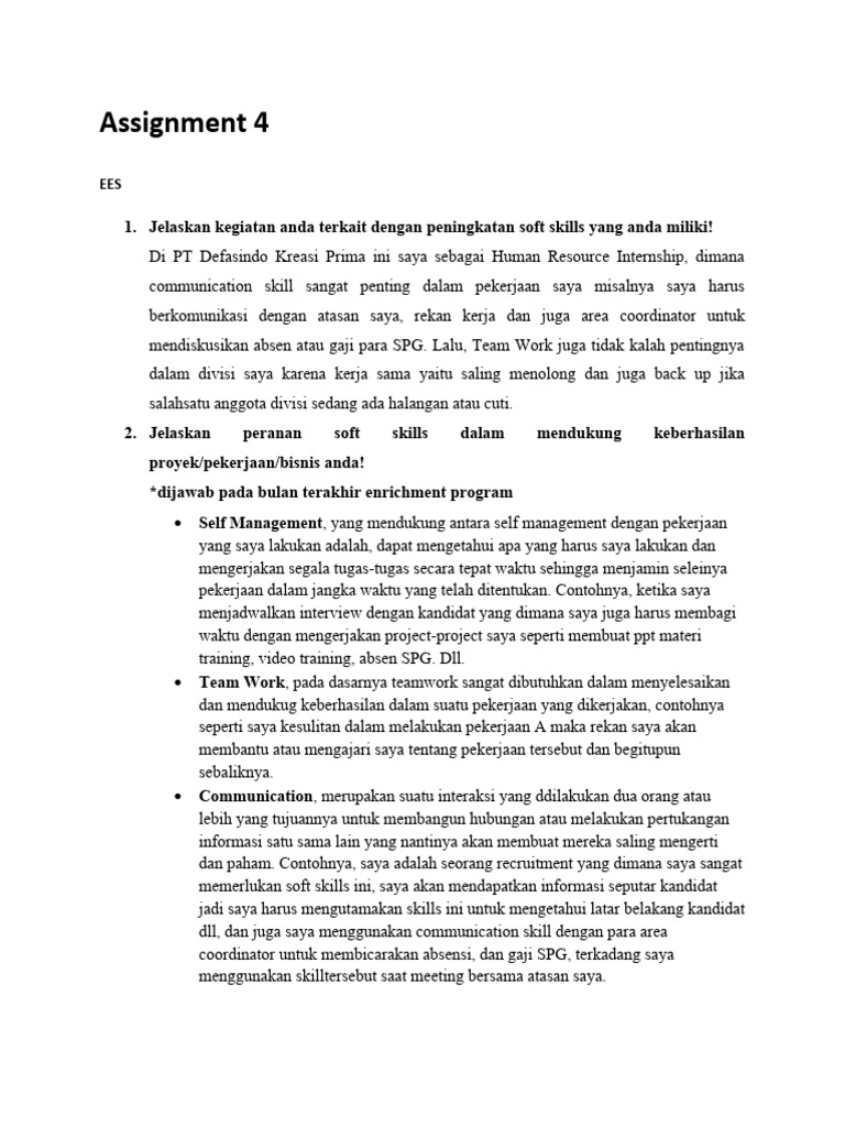 Csals CSBKS Cskmg-Assignment Bulan 4-Ees-In | PDF | Karier & Perkembangan | Bisnis
