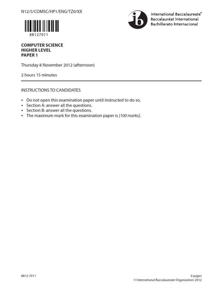 Computer Science Paper 1 Hl Pdf Parameter Computer Programming Computer Engineering