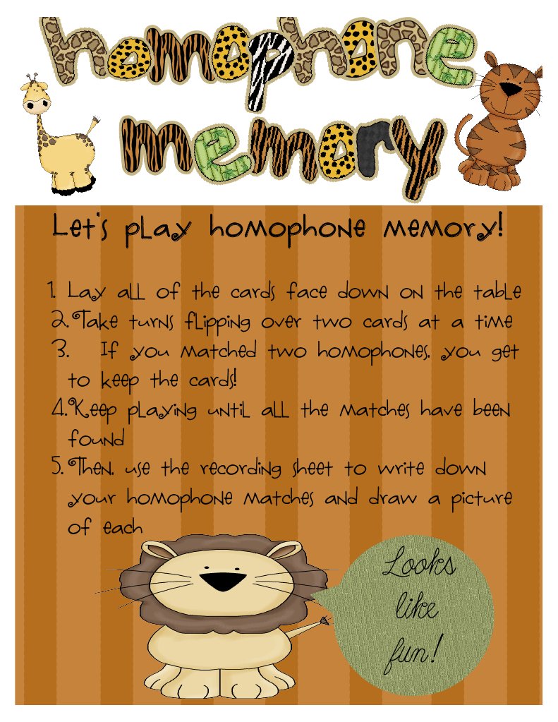 Homophones Memory | PDF | Language Arts & Discipline