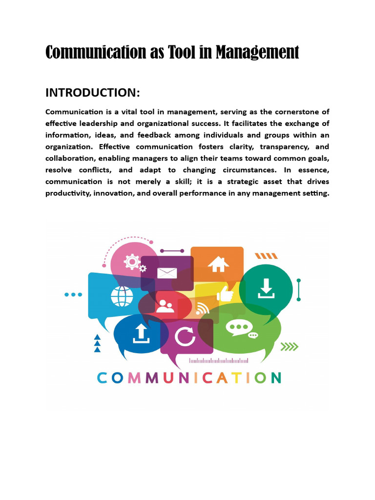 Communication As Tool in Management | PDF | Communication | Nonverbal ...