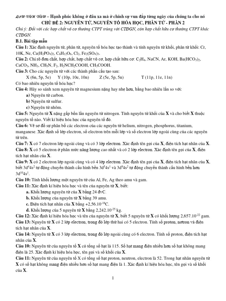 2.4. BT Nguyen Tu, Nguyen To Hoa Hoc, Phan Tu Phan 2 | PDF