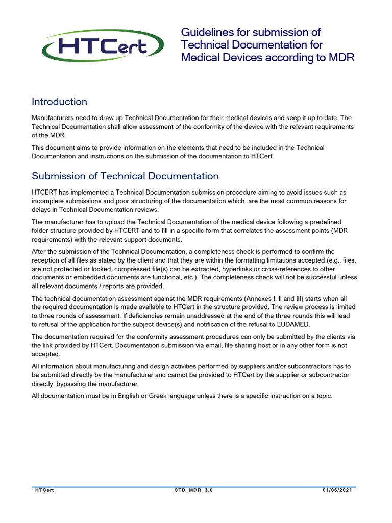 Guidelines For Submission of Technical Documentation For Medical Devices | PDF | Verification ...
