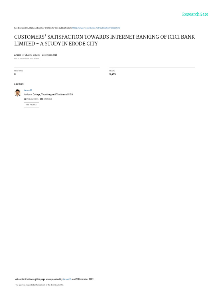 Customer Satisfaction in ICICI Internet Banking | PDF | Customer Satisfaction | Demography