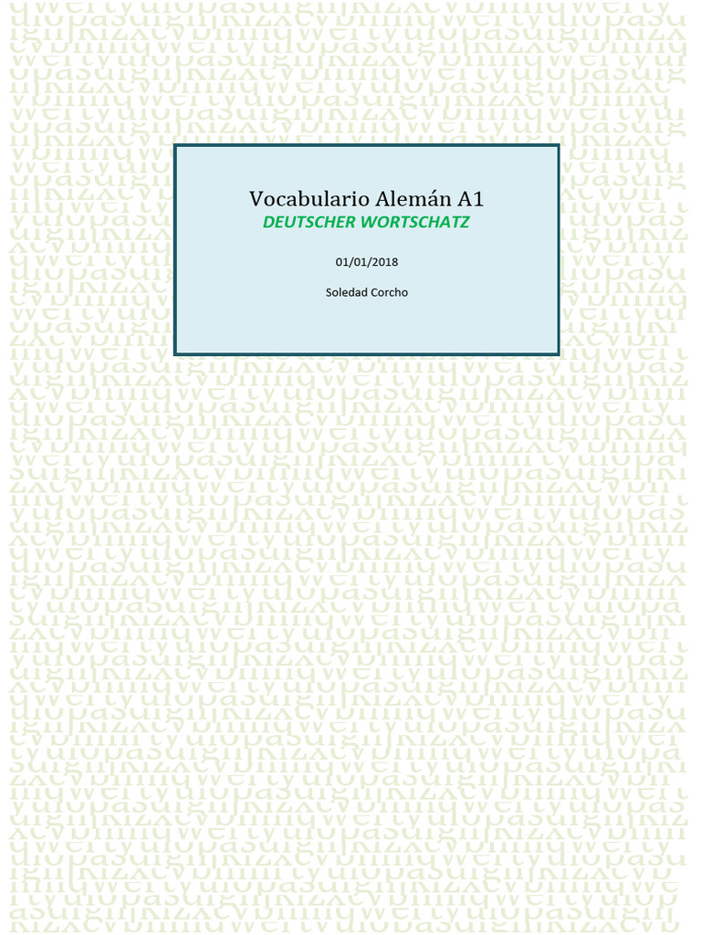 Vocabulario Aleman A1 | PDF