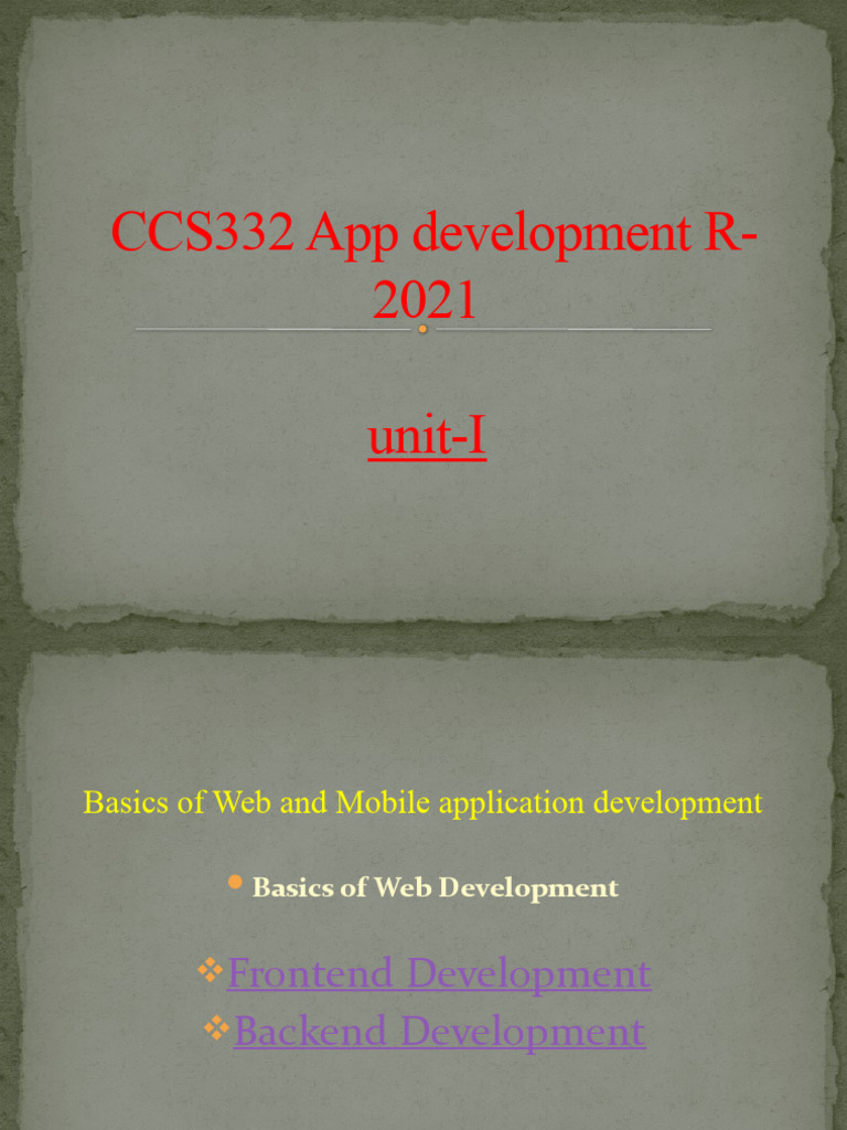 App Development-Unit 1 | PDF | Mobile App | Web Application