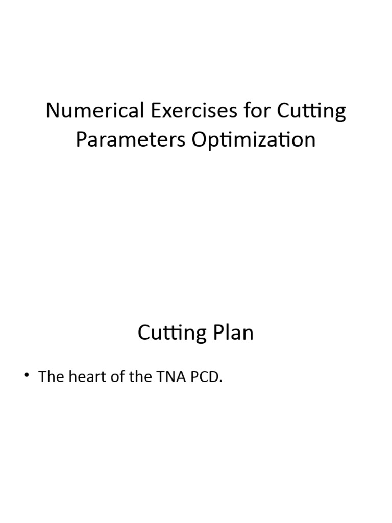 Numerical Exercises For Cutting Parameters Optimization Pdf