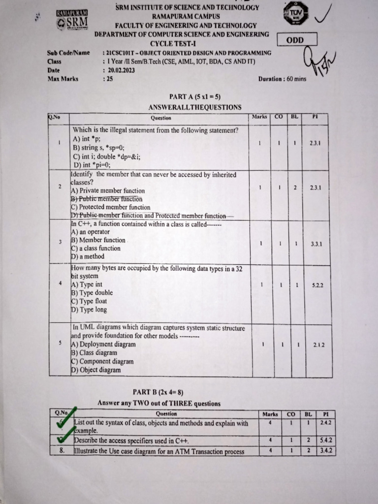OODP All QP Sem 2 | PDF | Class (Computer Programming) | C++