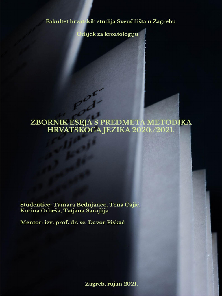 1 Zbornik Eseja S Predmeta Metodika Nastave Hrvatskoga Jezika 2020 ...