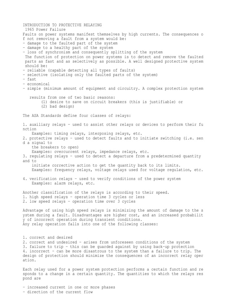 Introduction To Protective Relaying | PDF | Electric Power System | Relay