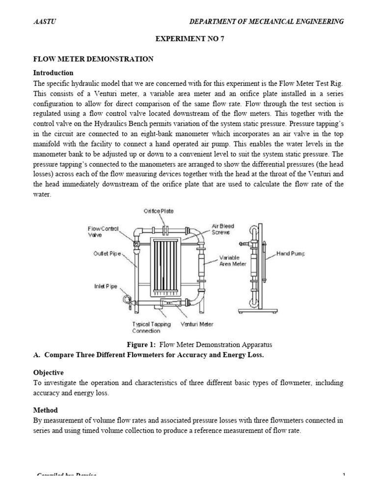 Ex-7 Flow Meter Demonstration | PDF | Flow Measurement | Pressure ...