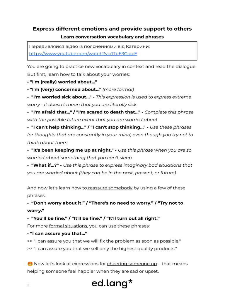 Express different emotions and provide support to others | PDF