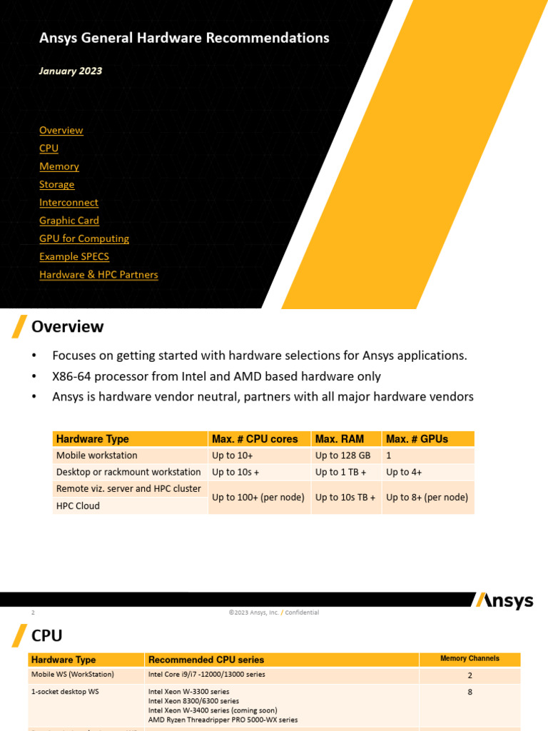 2023 01 Ansys General Hardware Recommendations | PDF | Graphics Processing Unit | Solid State Drive