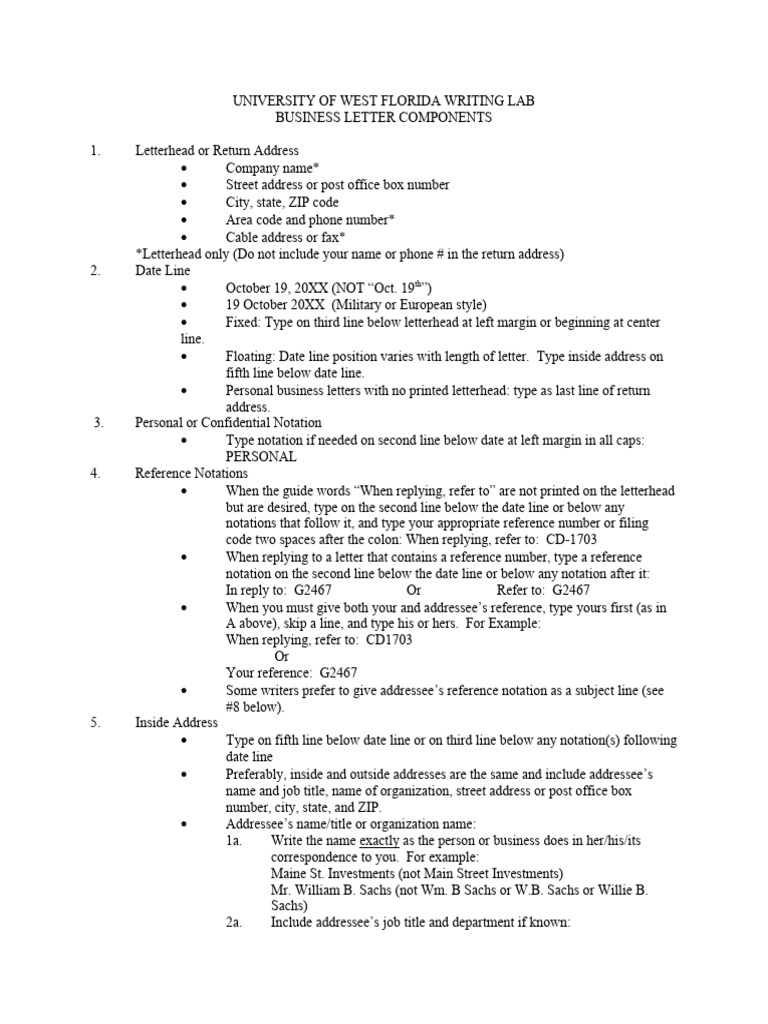 Business Letter Components | Download Free PDF | Paragraph | Written Communication
