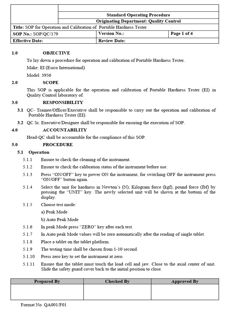 Calibration Of Portable Hardness Tester Pdf Calibration Force
