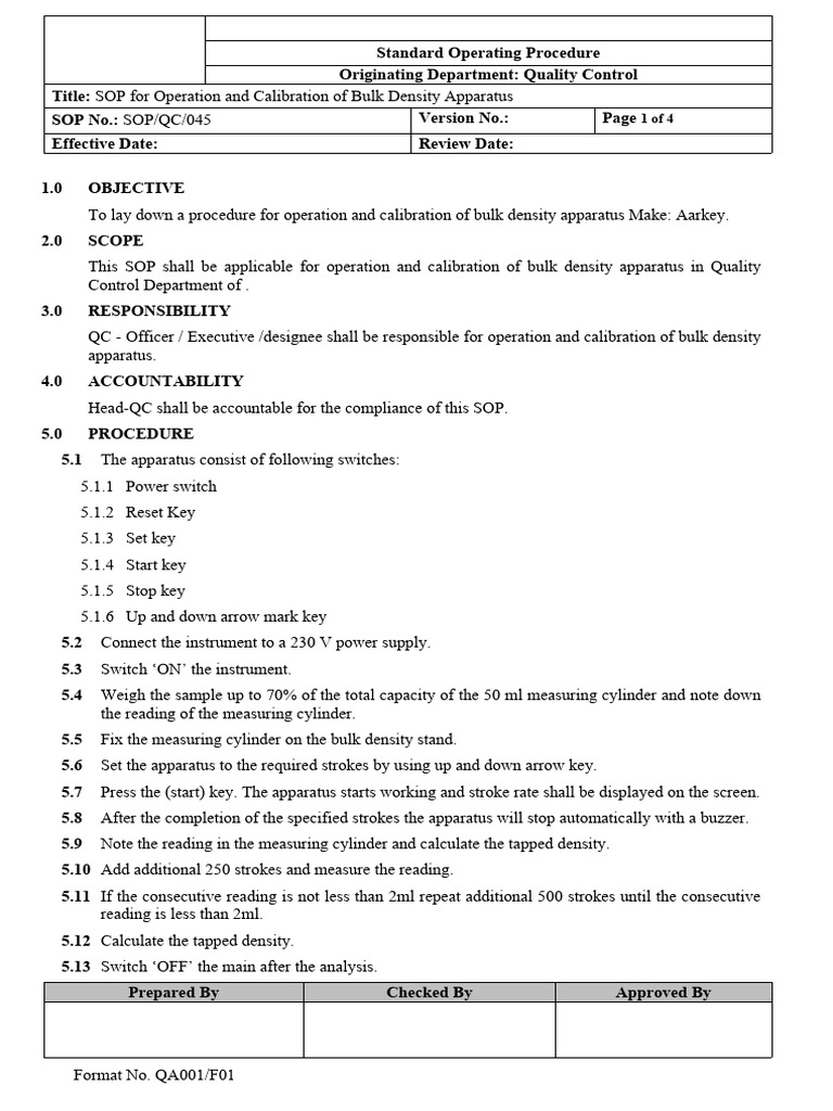 Calibration of Bulk Density Apparatus | PDF | Calibration | Density