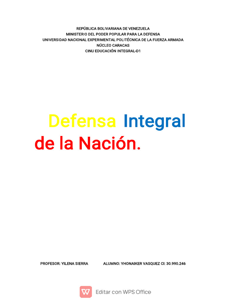 Defensa Integral de La Nación | PDF | Seguridad nacional | Nación