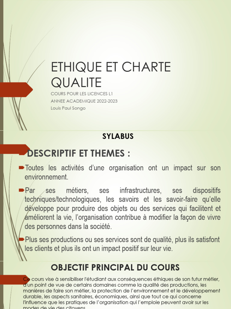 Charte Éthique et Qualité en Entreprise | PDF | Moralité | Business