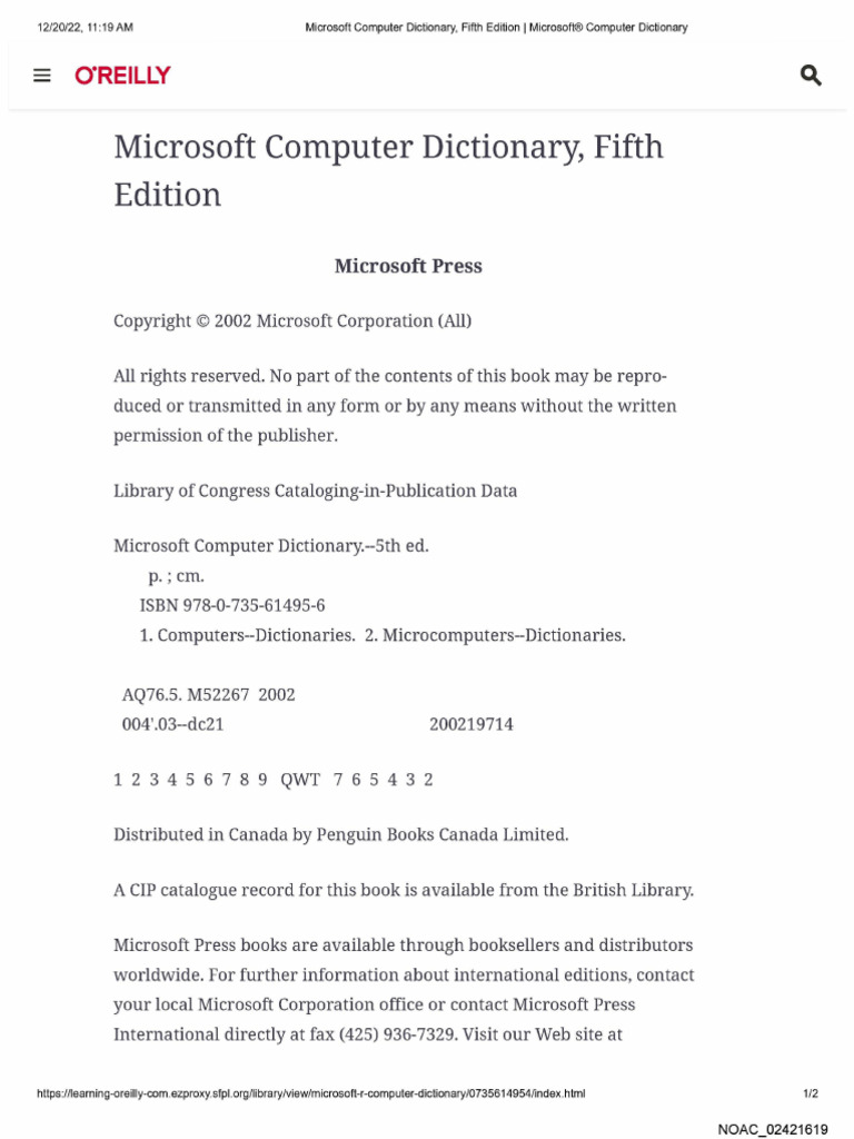 Microsoft Computer Dictionary 5th Ed | PDF | Computer Network | Network ...
