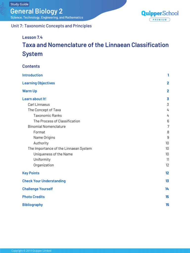 Taxa-and-Nomenclature-of-the-Linnaean-Classification | PDF | Taxonomy ...