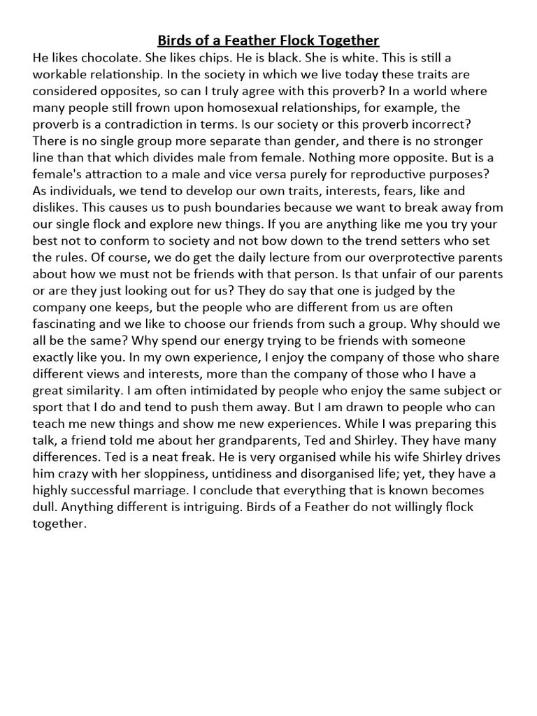 Birds of A Feather Flock Together | PDF