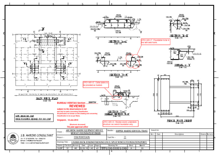 162-55Mtr Pontoon-Under Deck Strengthening I - W - O - Spud Winch Foundation (Port) - BV | PDF
