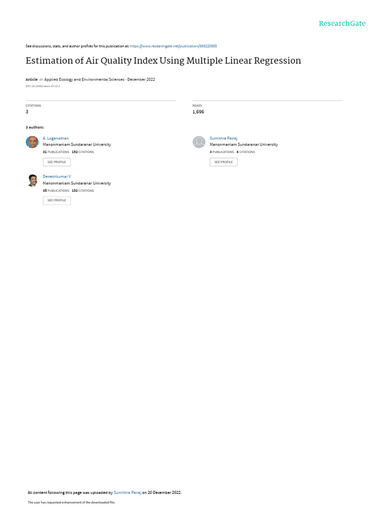 Regressionpaper | PDF | Linear Regression | Applied Mathematics