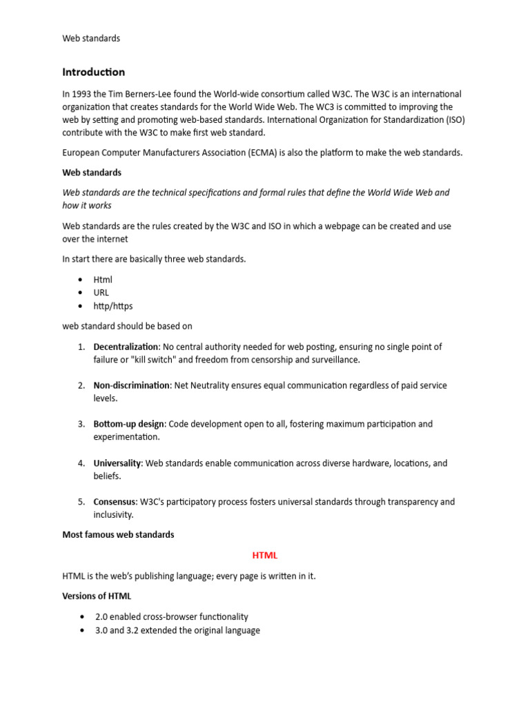 Web Standards | PDF | World Wide Web | Internet & Web