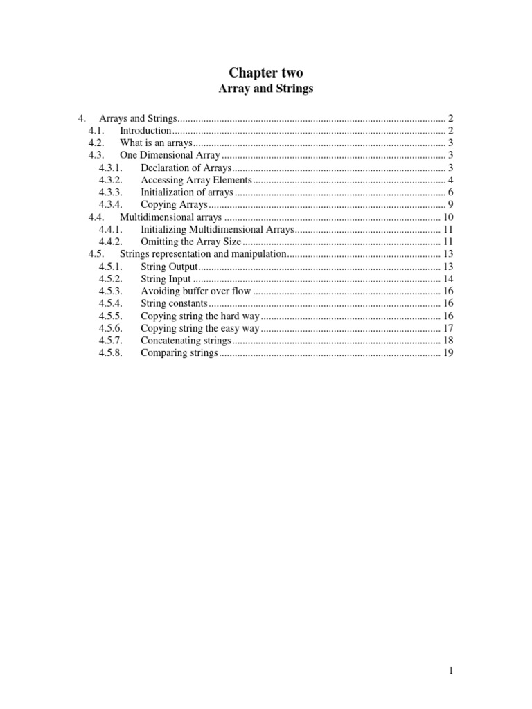 Chapter 2 Arrays And String Pdf String Computer Science Variable Computer Science