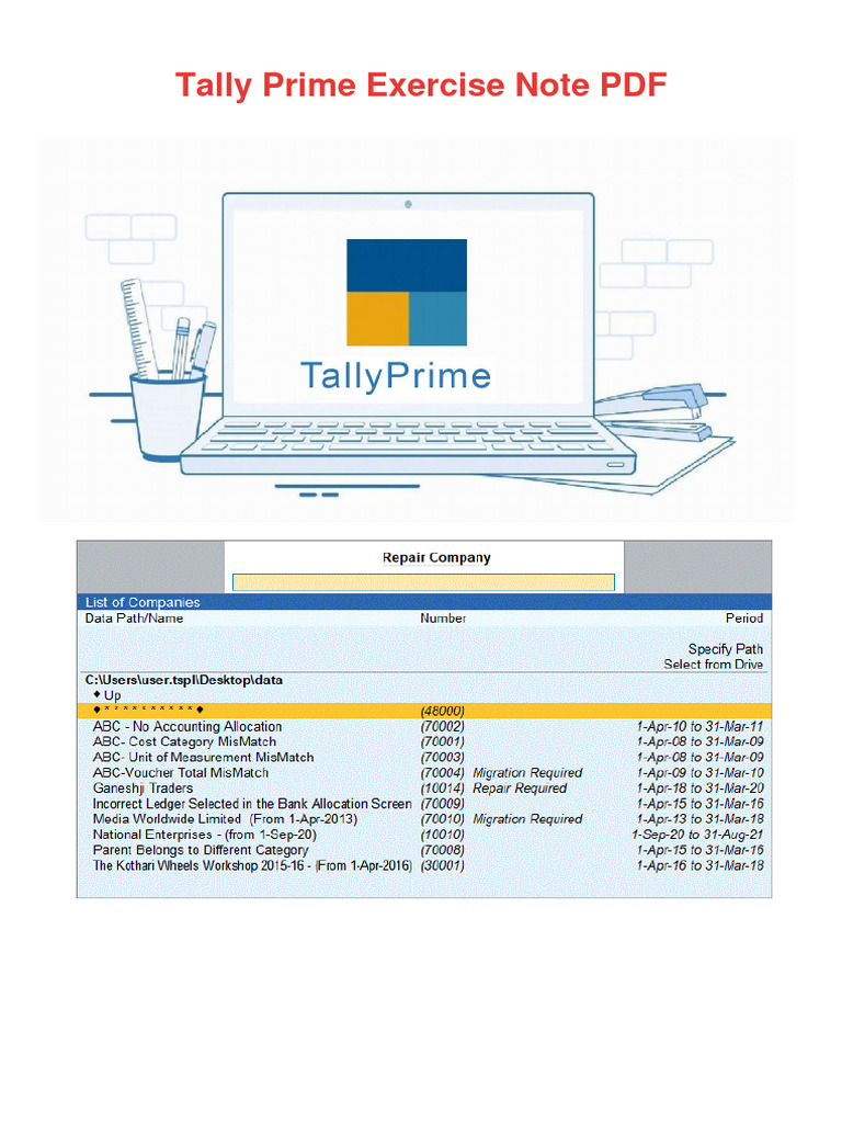 Tally Prime Exercise 1 | PDF | Cheque | Cash