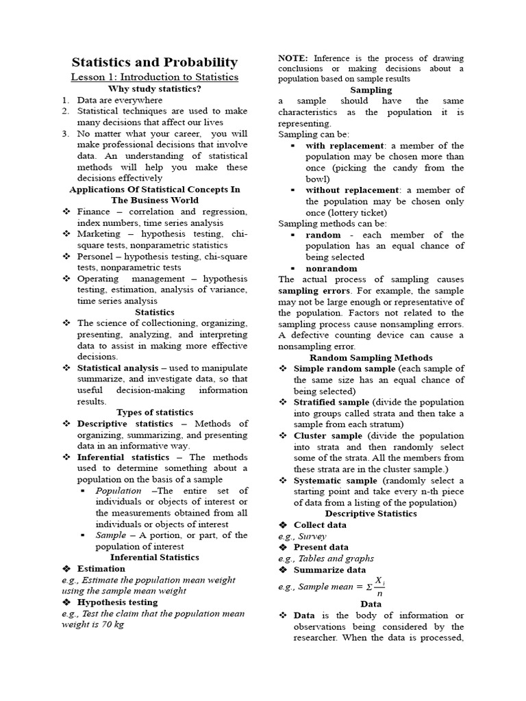Statistics and Probability - Midterm Reviewer | PDF | Normal Distribution | Statistics