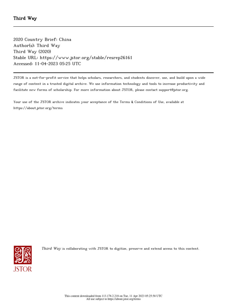2020 Country Brief China | PDF | China | World Politics