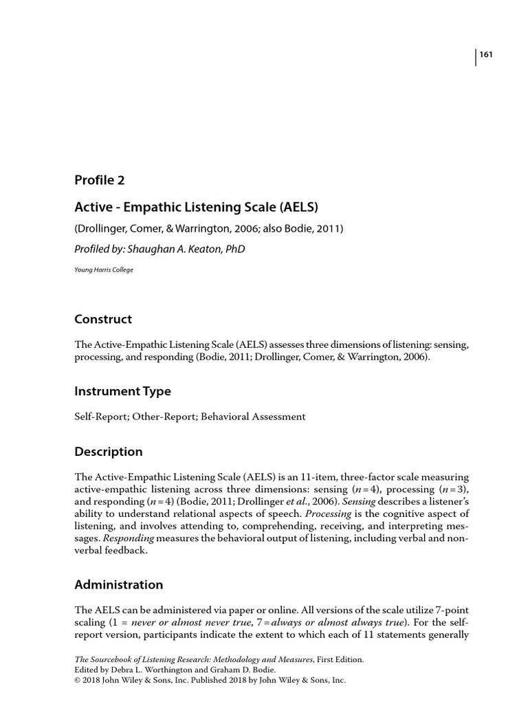 Active Listening Scale | Download Free PDF | Empathy | Sales