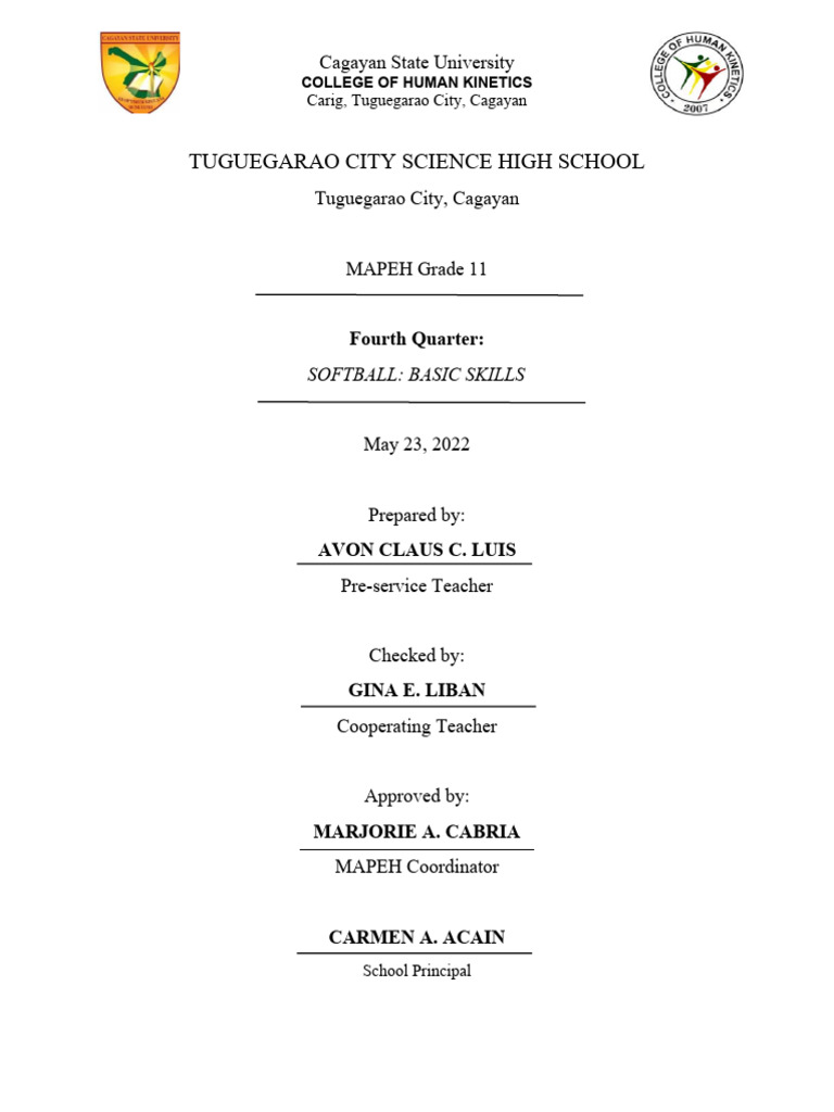Softball Basic Skills Lesson Plan | PDF | Softball | Batting (Baseball)