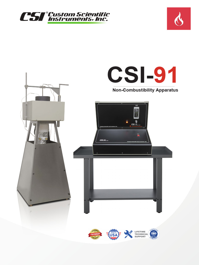 CSI-91 Non-Combustibility Apparatus Brochure | PDF | Thermocouple | Electrical Engineering