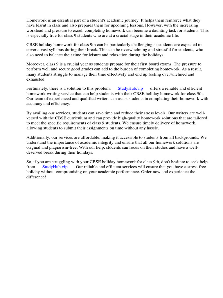 Cbse Holiday Homework Class 9th | PDF | Homework | World Wide Web