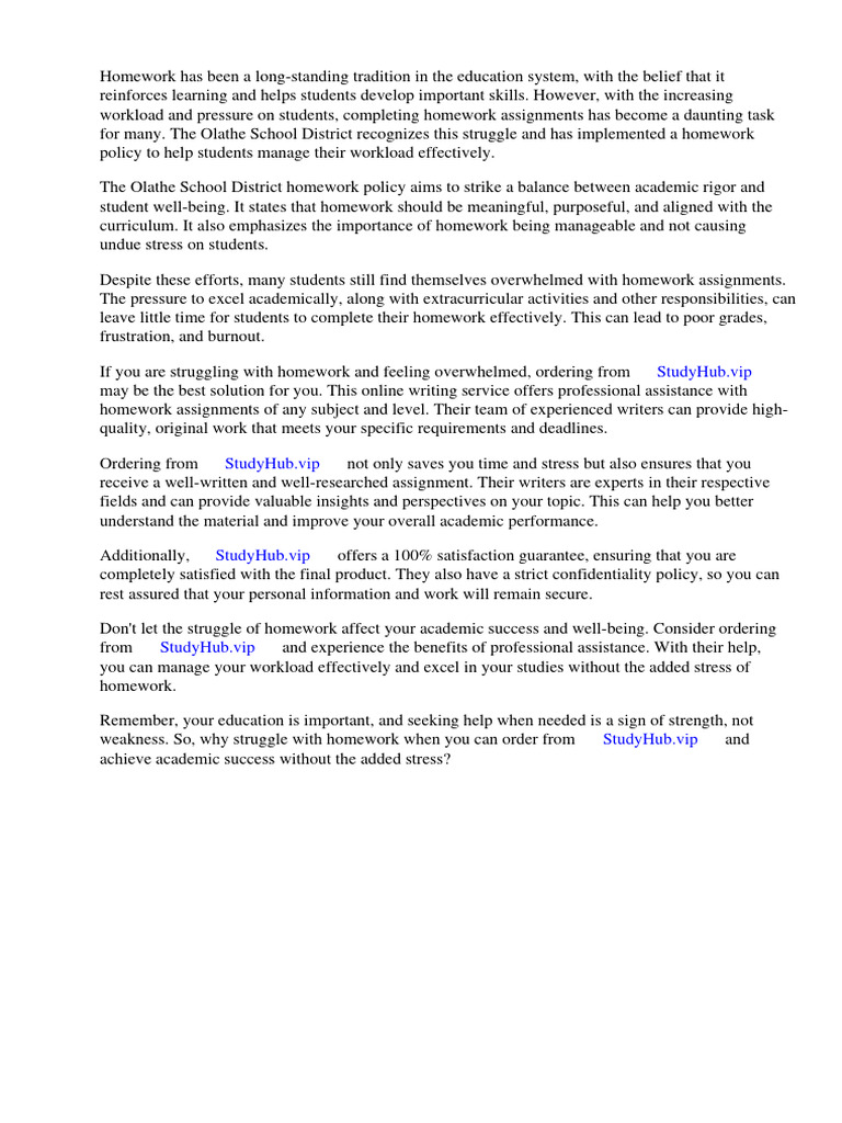 Olathe School District Homework Policy | PDF | Homework | Educational ...