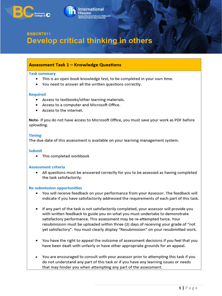 BSBCRT511 Assessment Task 1 - v2.1 | PDF | Thought | Creativity