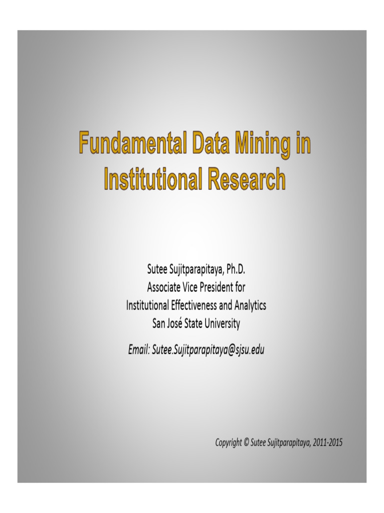 Fundamental_Data_Mining_in_Institutional_Research___Workshop | PDF | Cluster Analysis | Logistic ...