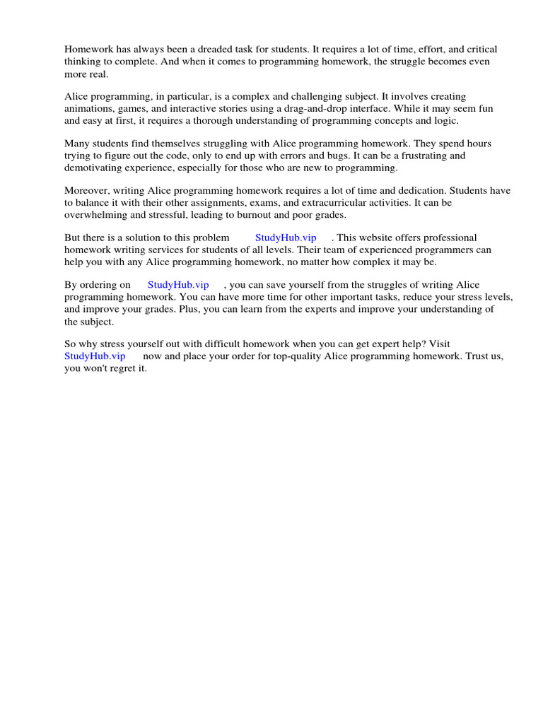 Alice Programming Homework | PDF | Computer Programming | Homework