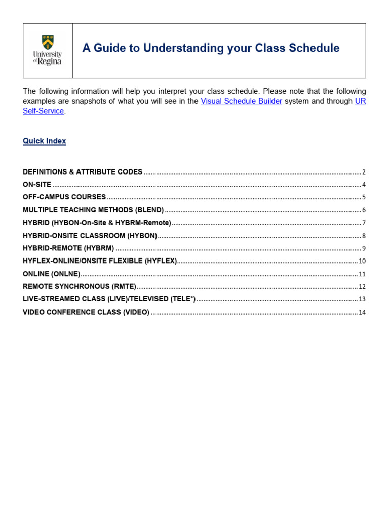 Class Schedule Guide | PDF | Educational Technology | Distance Education