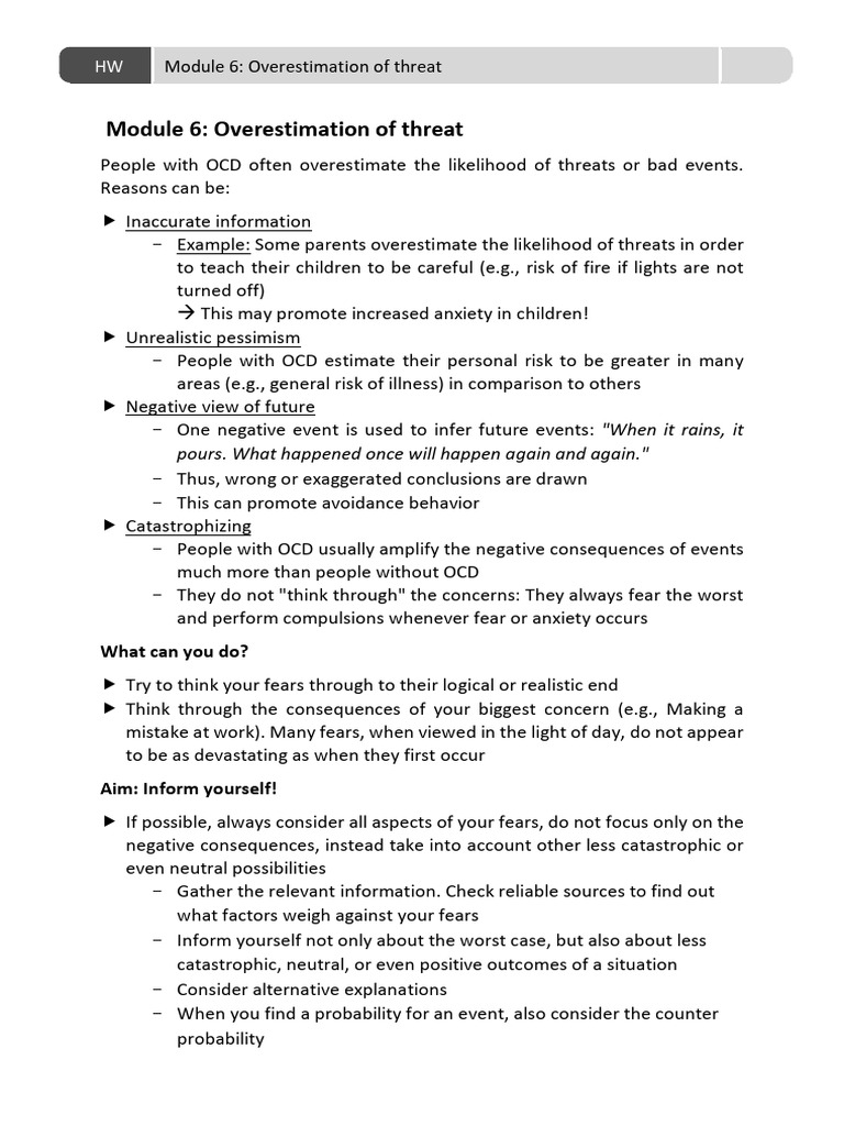 Homework_Module6 | PDF | Obsessive–Compulsive Disorder | Risk