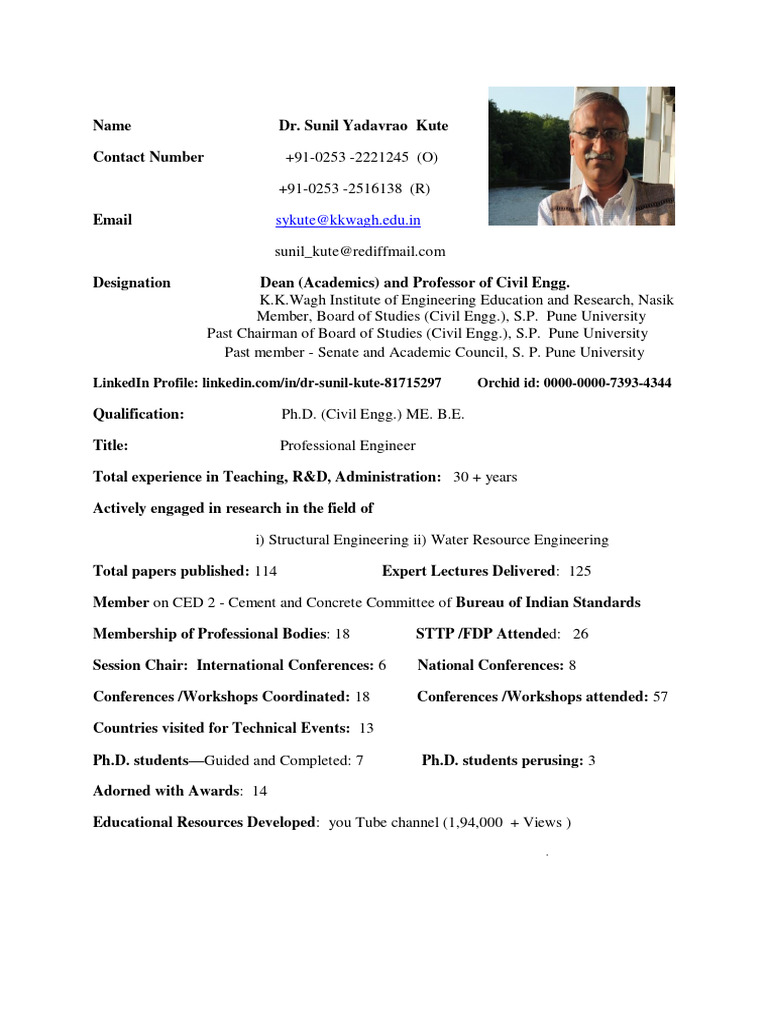 Dr. Sunil Kute: Civil Engineering Expert | PDF | Art