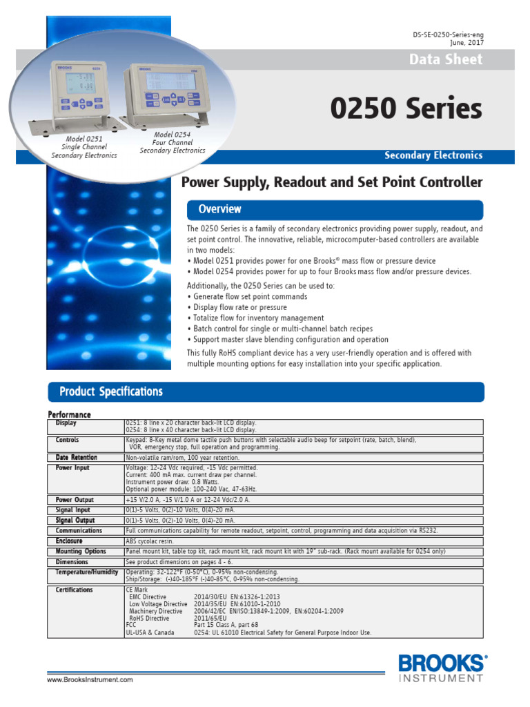 0250 Series Secondary Electronics Data Sheet | PDF | Calibration ...