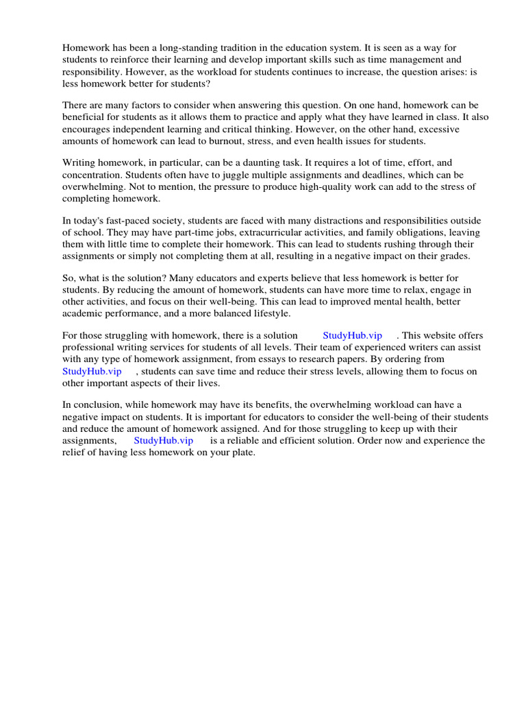 Is Less Homework Better For Students | PDF | Homework