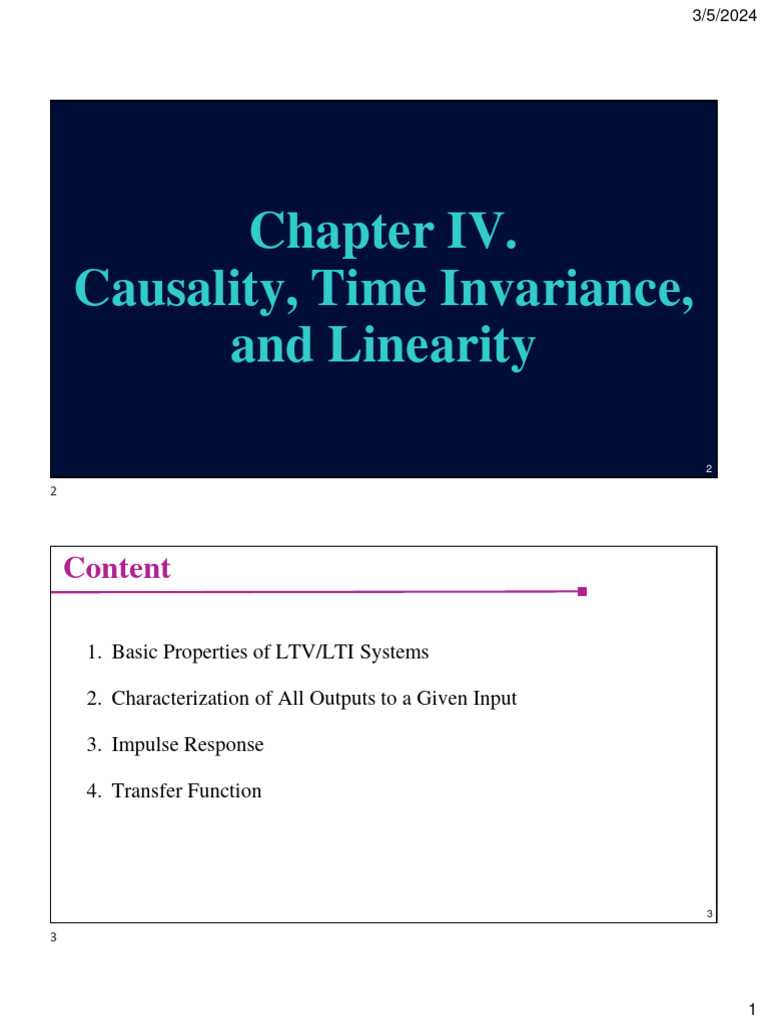 Chapter 4 Causality Time Invariance And Linearity Pdf