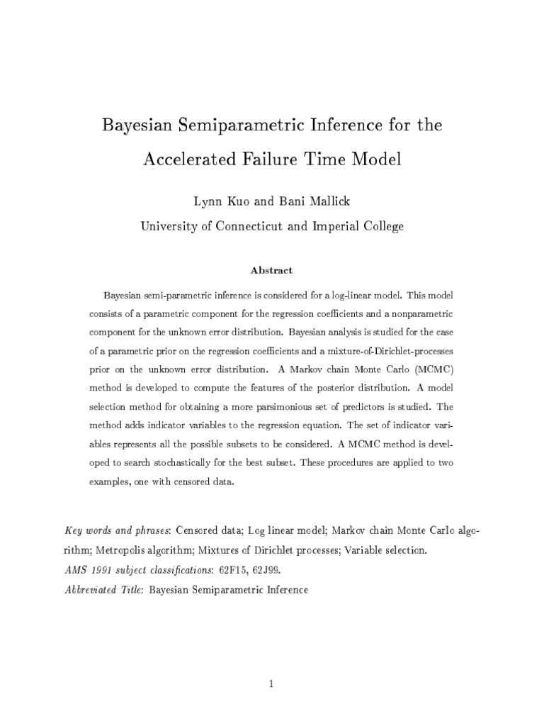 Bayesian Semiparametric Inference For The Accelerated Failure Time Model | Download Free PDF ...