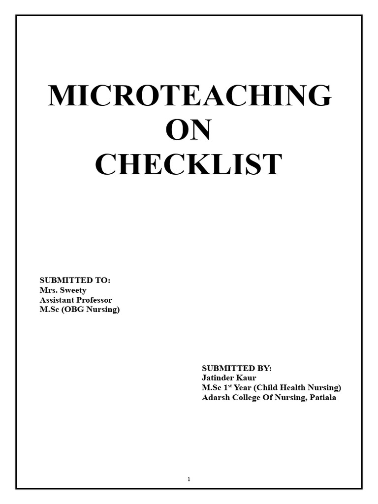 Micro Teaching Checklist Overview | PDF | Teachers | Lecture