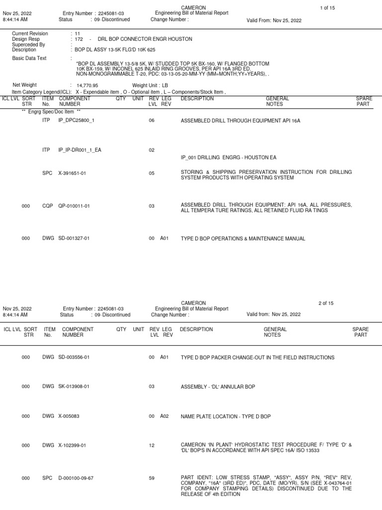 Bop DL 13-5.8 - 5K 2245081-03 | PDF | Mechanical Engineering